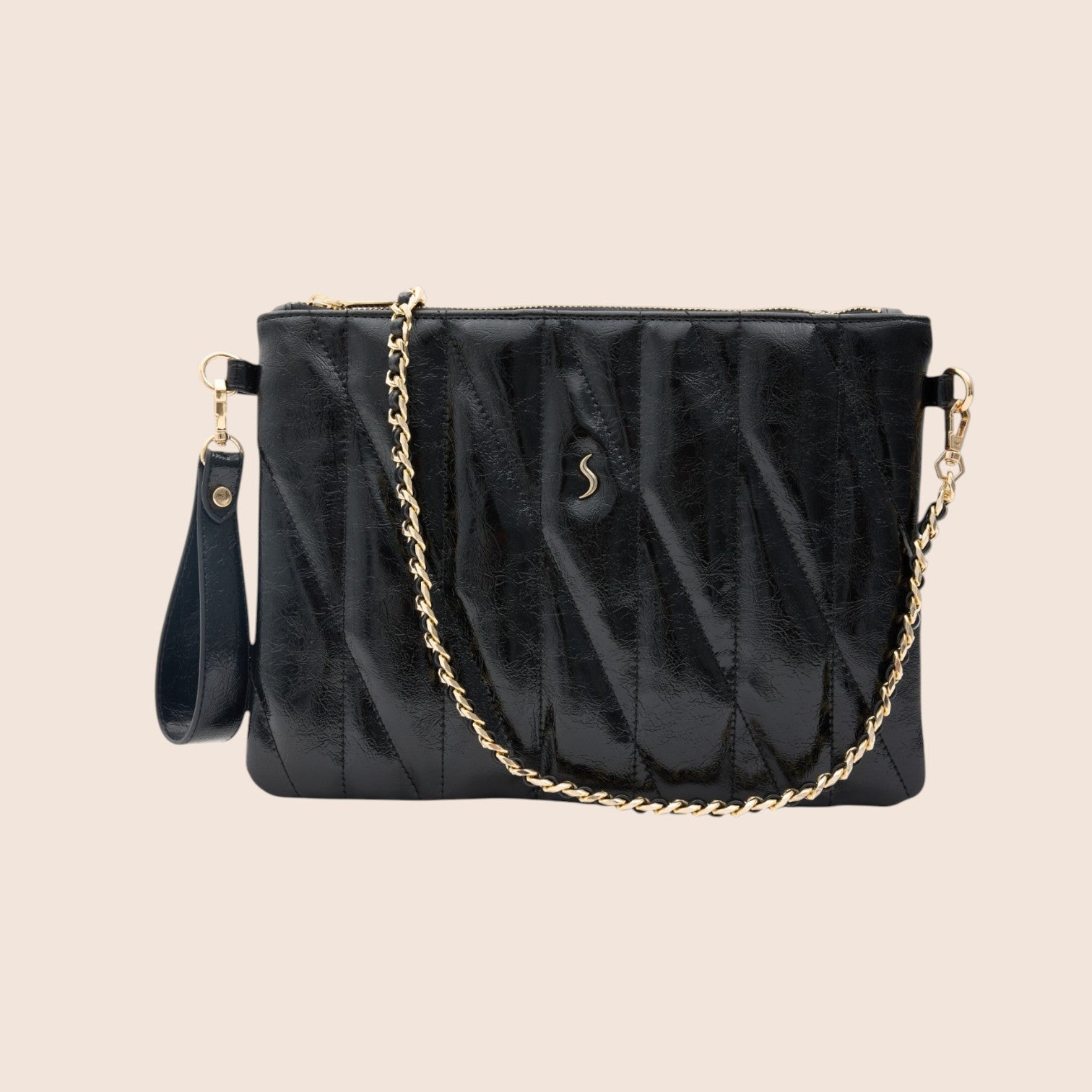 MILA QUILTED – Onyx Black Shoulder Bag | SANTINI